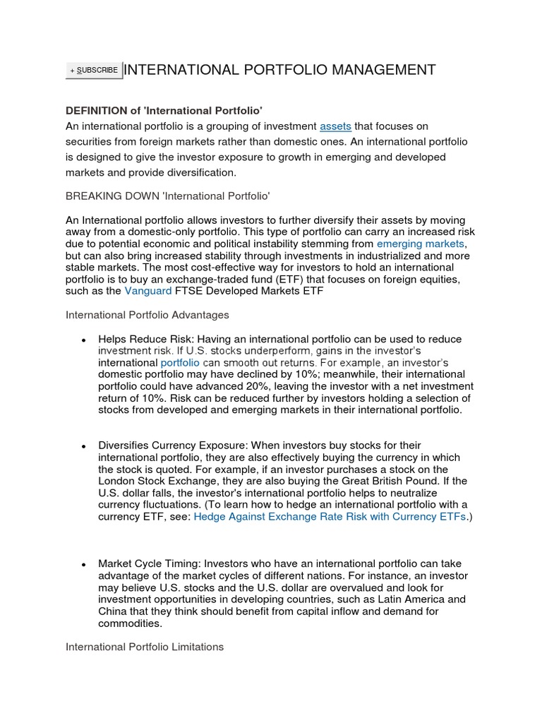 International Portfolio Management Unit 2 | PDF | American Depositary ...