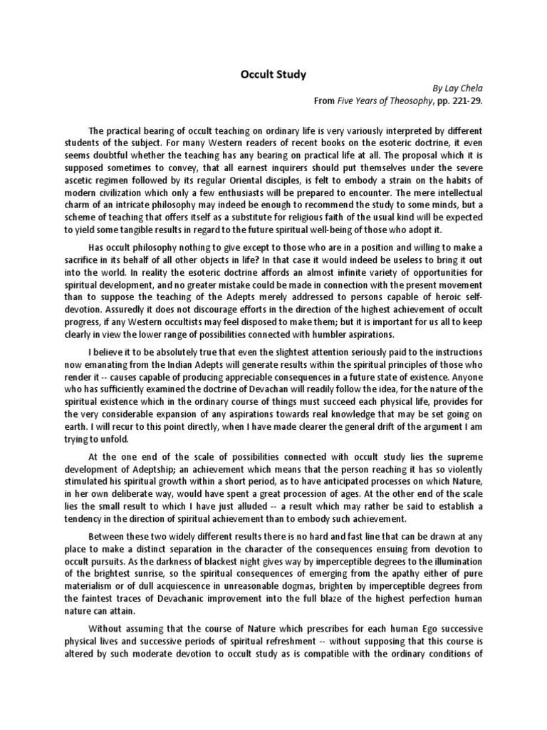 Occult Study by Lay Chela | PDF | Western Esotericism | Asceticism