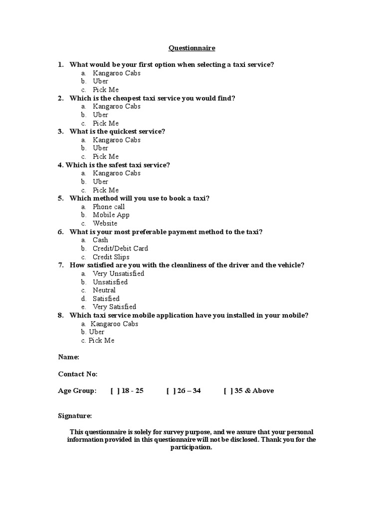 Questionnaire | PDF