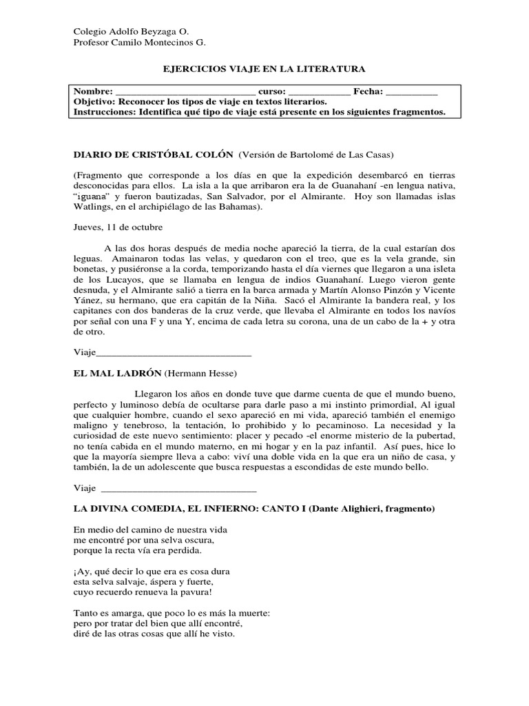 Tipos de Viaje en la Literatura | PDF