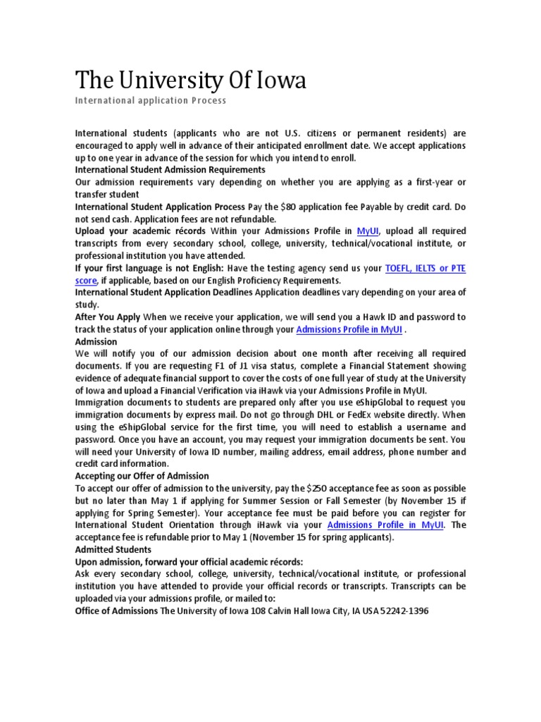 A Comprehensive Guide to the International Student Application Process at the University of Iowa ...