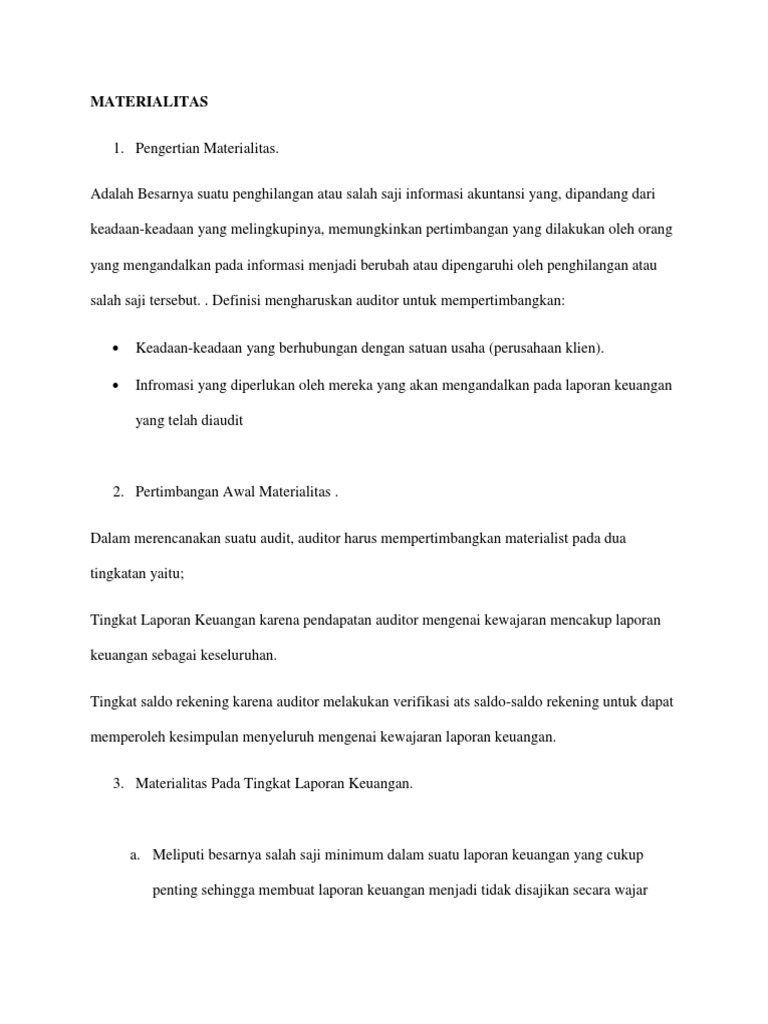 Materialitas Dalam Audit | PDF