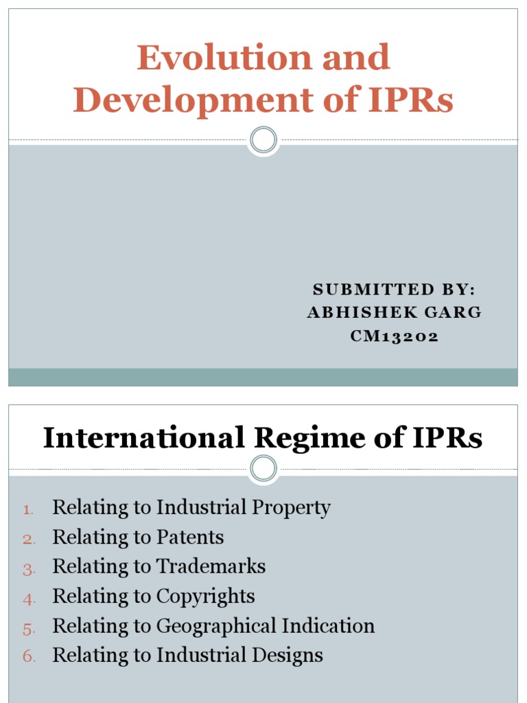 Evolution and Development of Iprs: Submitted By: Abhishekgarg C M1 32 ...