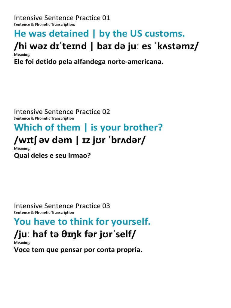 Intensive Sentence Practice | PDF