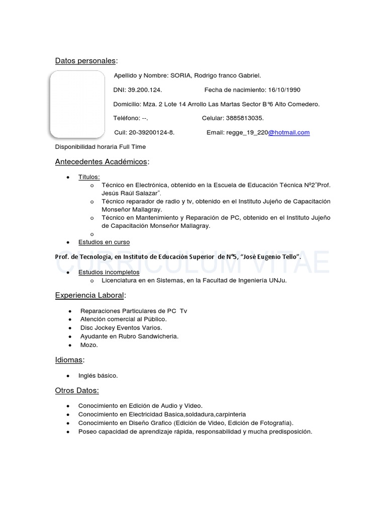 Curriculum Rodrigo | PDF