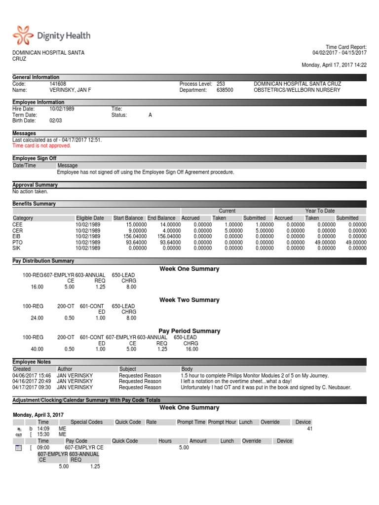 General Information: Time Card Is Not Approved | PDF | Labor | Employee ...