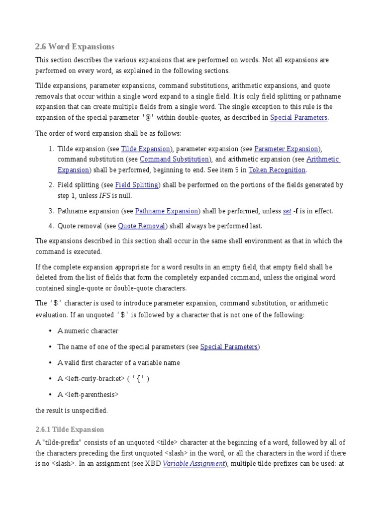 Word Expansion | PDF | Parameter (Computer Programming) | Computer ...