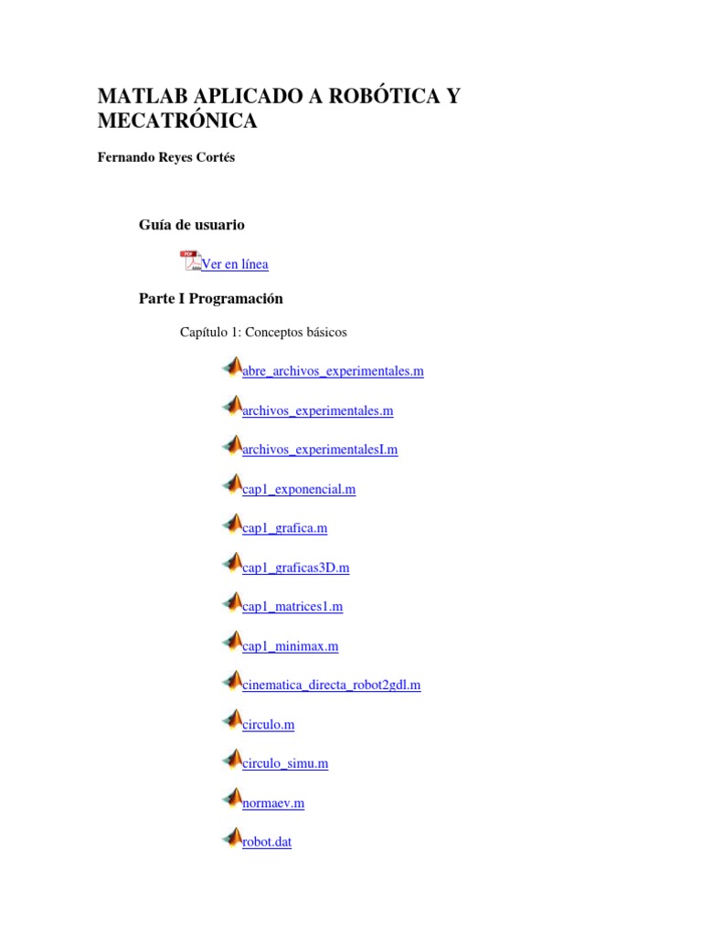 Guía de programas MATLAB para aplicaciones de robótica y mecatrónica ...