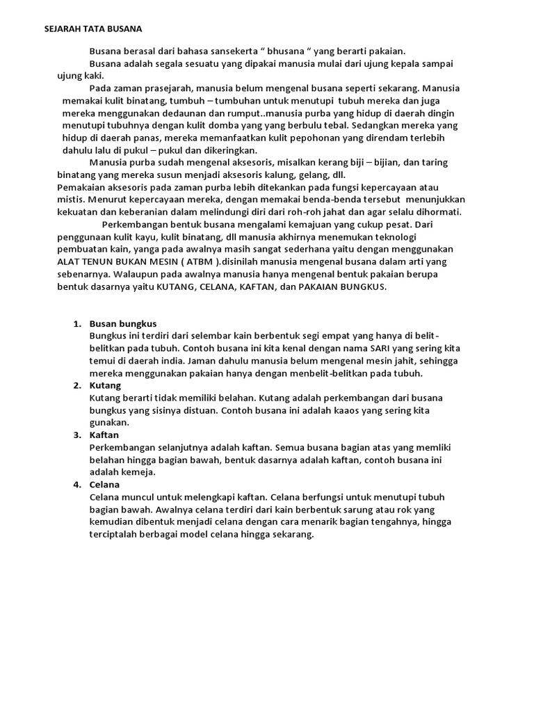 Sejarah Tata Busana | PDF