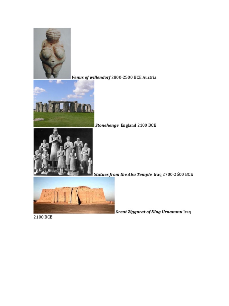 Venus of Willendorf 2800-2500 BCE Austria | PDF | Works Of Art | Paintings