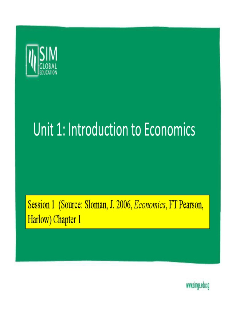 Lecture 1 Introduction To Economics Pdf Economic Equilibrium
