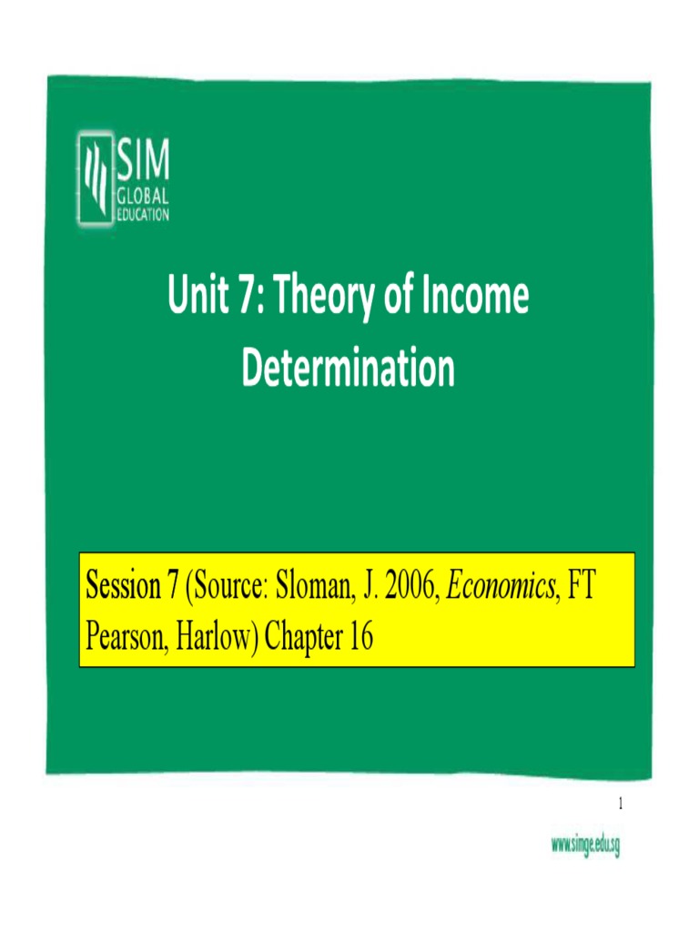 Lecture #7 - Theory of Income Determination | PDF | Fiscal Multiplier ...