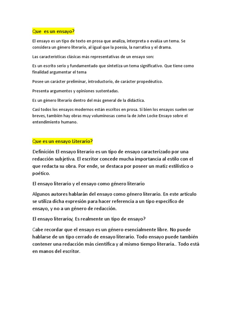 Que Es Un Ensayo | PDF | Ensayos | Escritura
