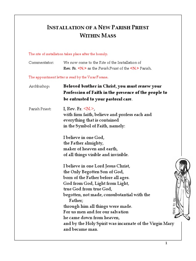 Installation of a New Parish Priest - Template | Priest | Catholic Church