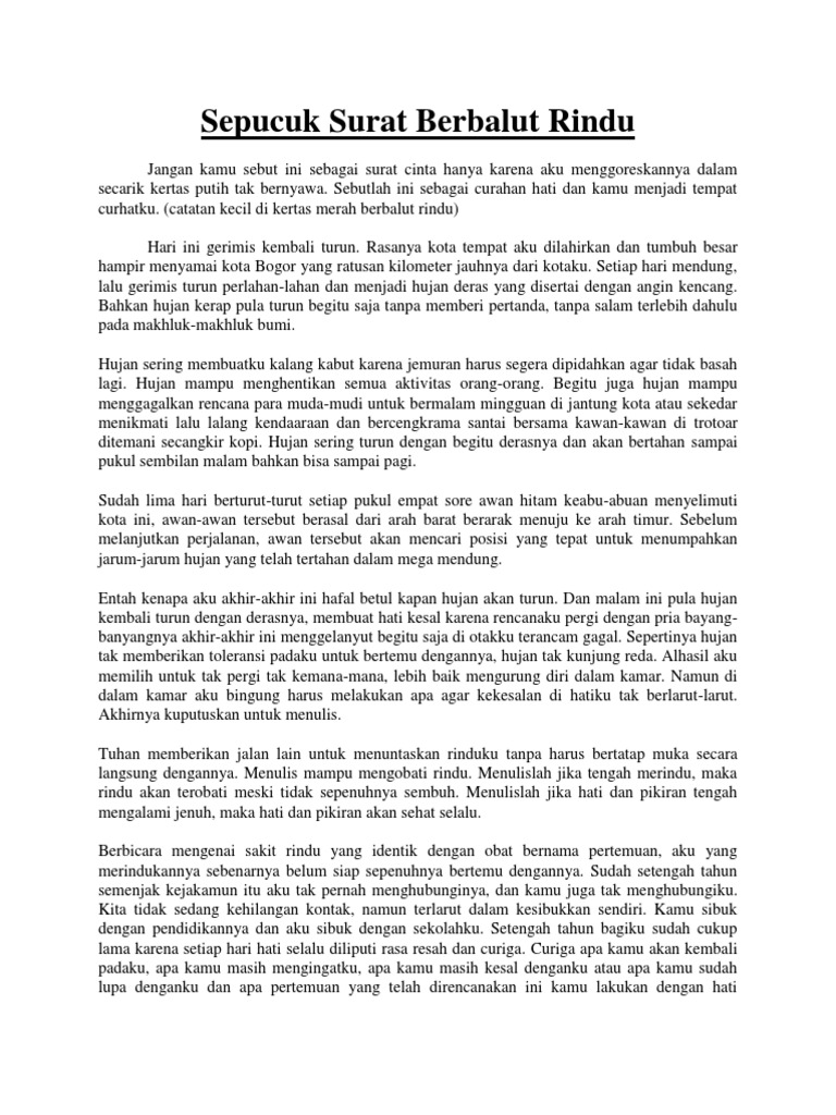 Sepucuk Surat Berbalut Rindu | PDF