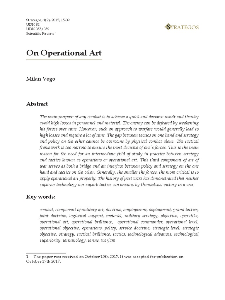 On Operational Art | PDF | Operational Level Of War | Military