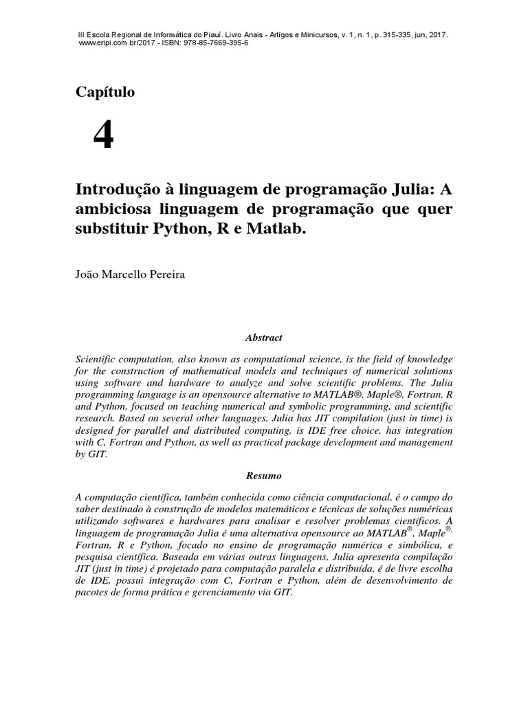 Introdução À Linguagem de Programação Julia | PDF | Linguagem de ...