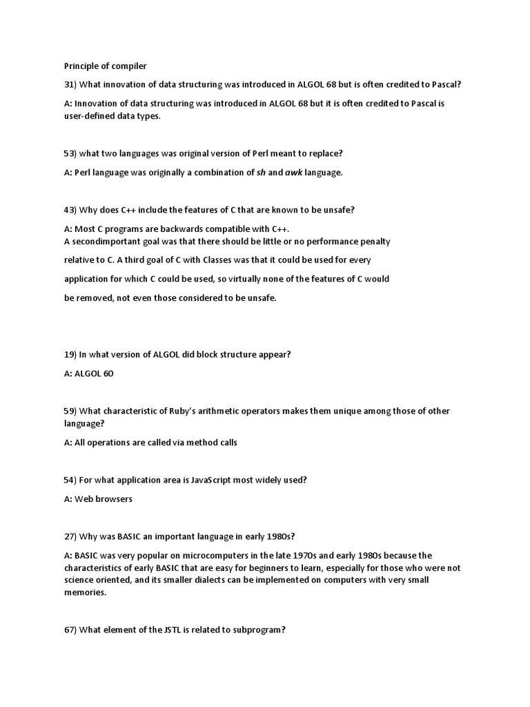 Principle of Compiler Question and Answer | Download Free PDF | Scheme (Programming Language ...