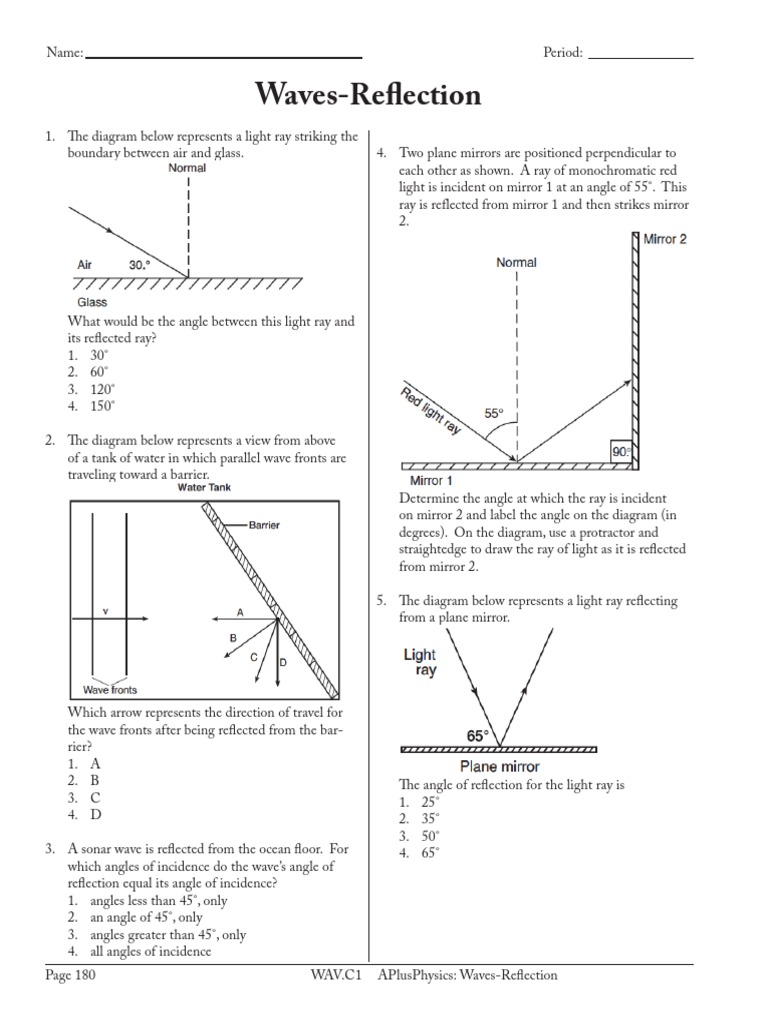 31 Waves Reflection | Reflection (Physics) | Angle