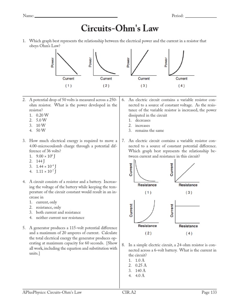 25 Circuits-Ohm's Law | PDF | Electric Current | Voltage