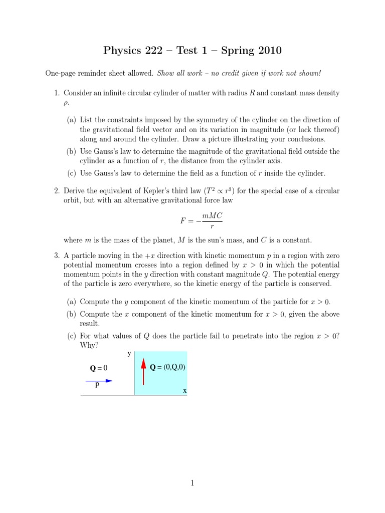 Physics 222 - Test 1 - Spring 2010 | PDF | Momentum | Kinetic Energy