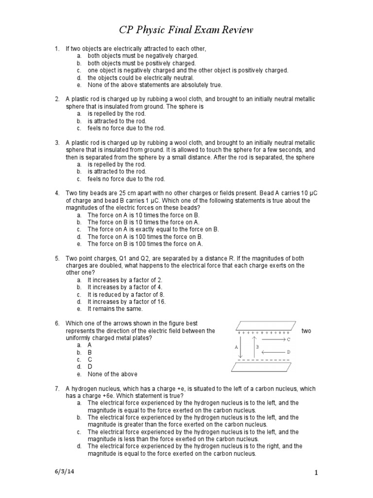 CP Physics Final Exam Review Guide | PDF | Resistor | Electric Charge