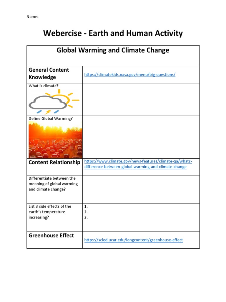 Webercise Earth and Human Activity | Download Free PDF | Global Warming ...