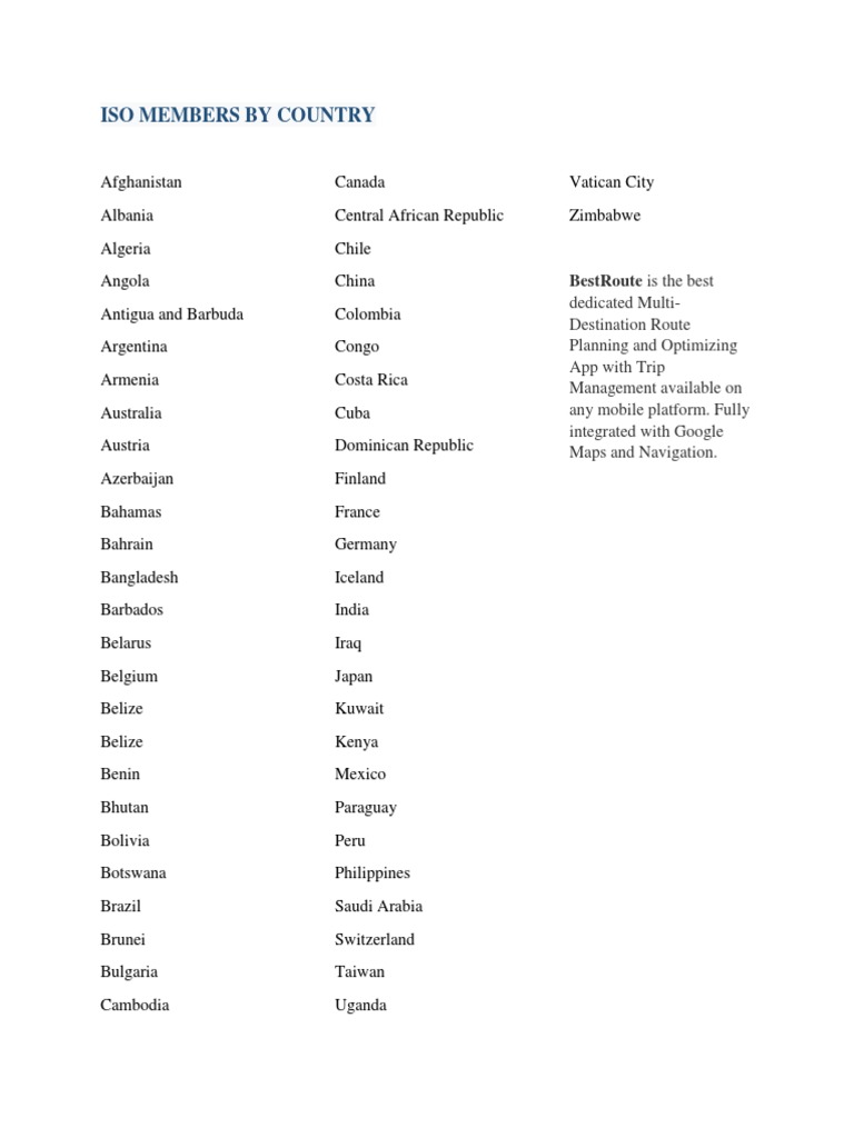 Iso Members by Country | PDF | Alphabet Inc. | Google