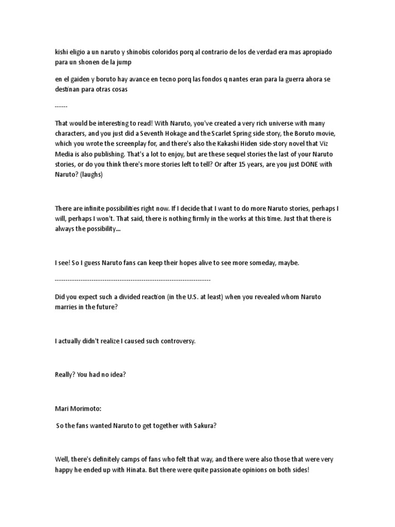Masashi Kishimoto Interview Nart | PDF | Anime | Ninja