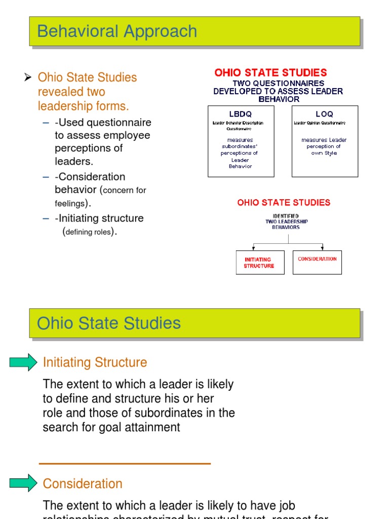 Behavioral Approach: Ohio State Studies Revealed Two Leadership Forms ...