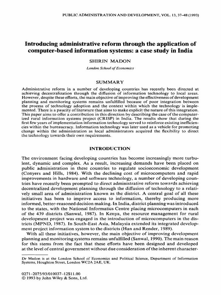 IT-Driven Administrative Reform in India | PDF | Decentralization ...