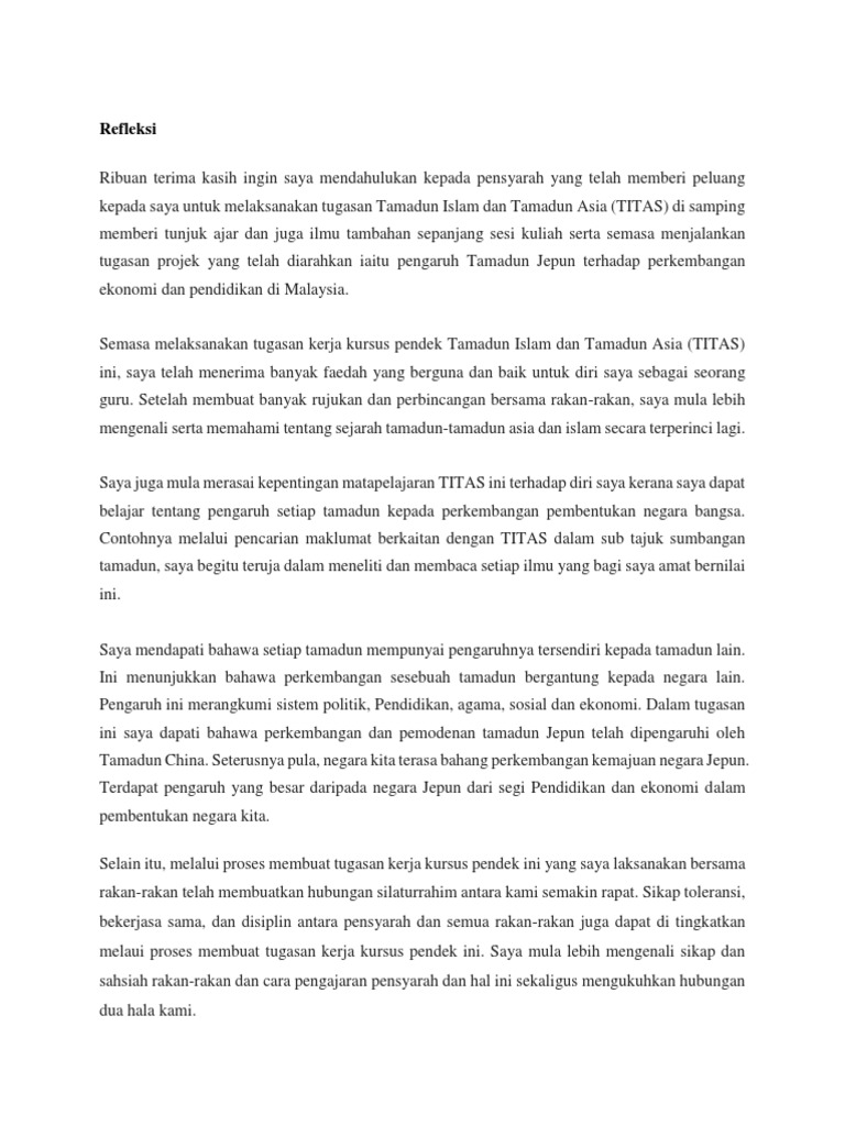 COntoh Refleksi Tugasan | PDF