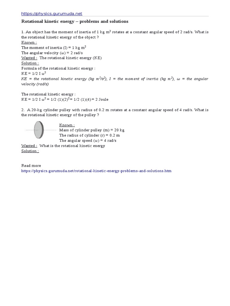 Rotational Kinetic Energy Problems Explained | PDF