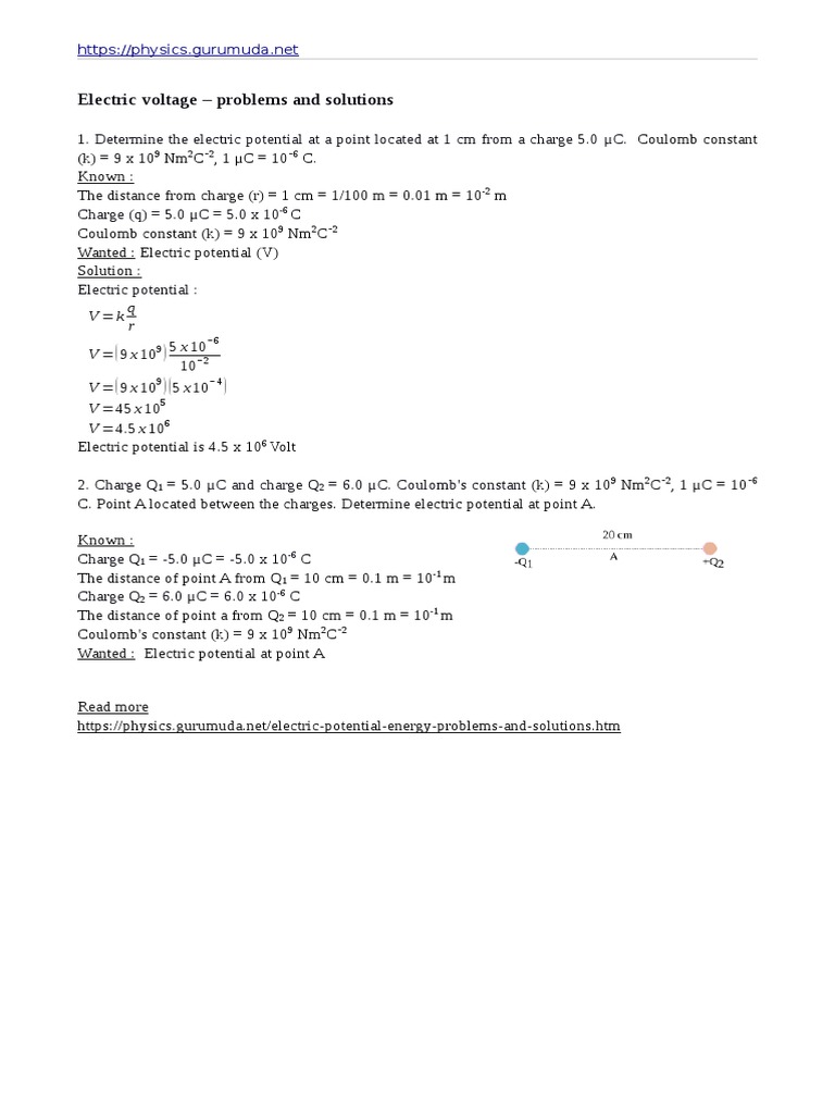 Electric Potential Problems and Solutions | PDF | Volt | Electric Field