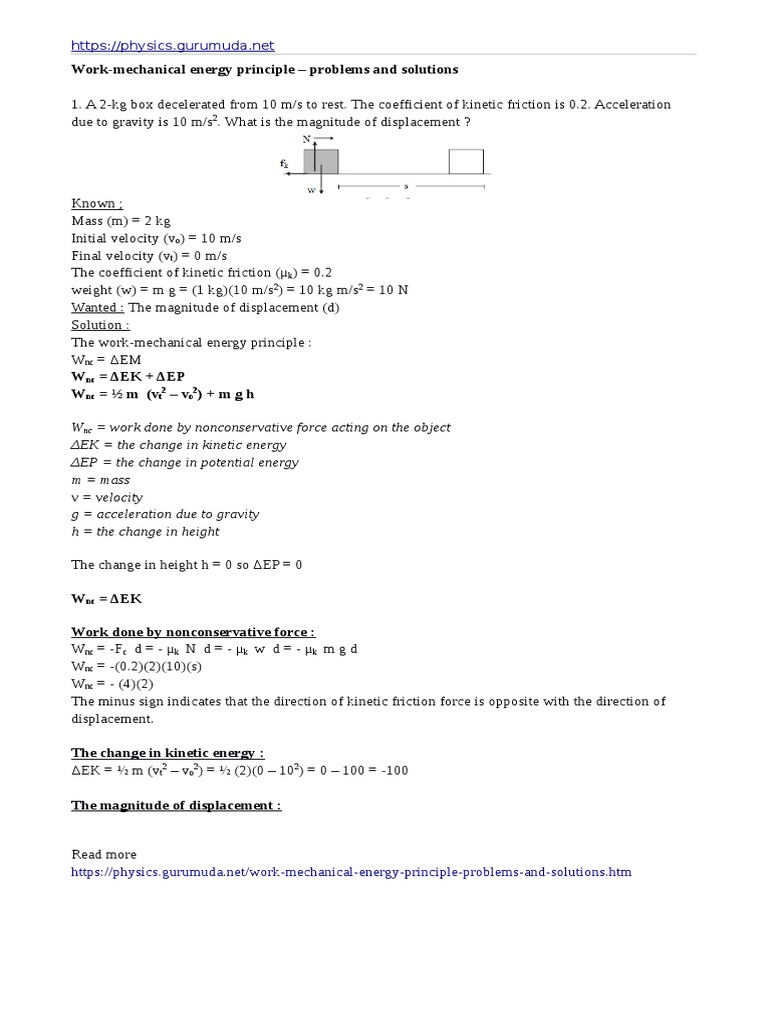 Mechanical Energy Problems and Solutions | PDF