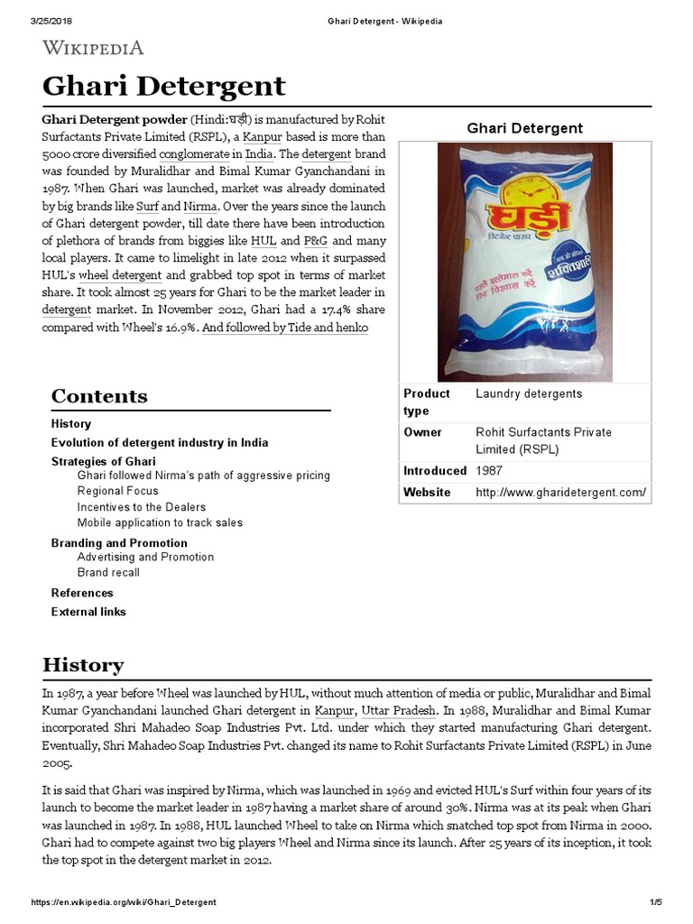 Ghari Detergent - Wikipedia | PDF | Laundry | Business Economics