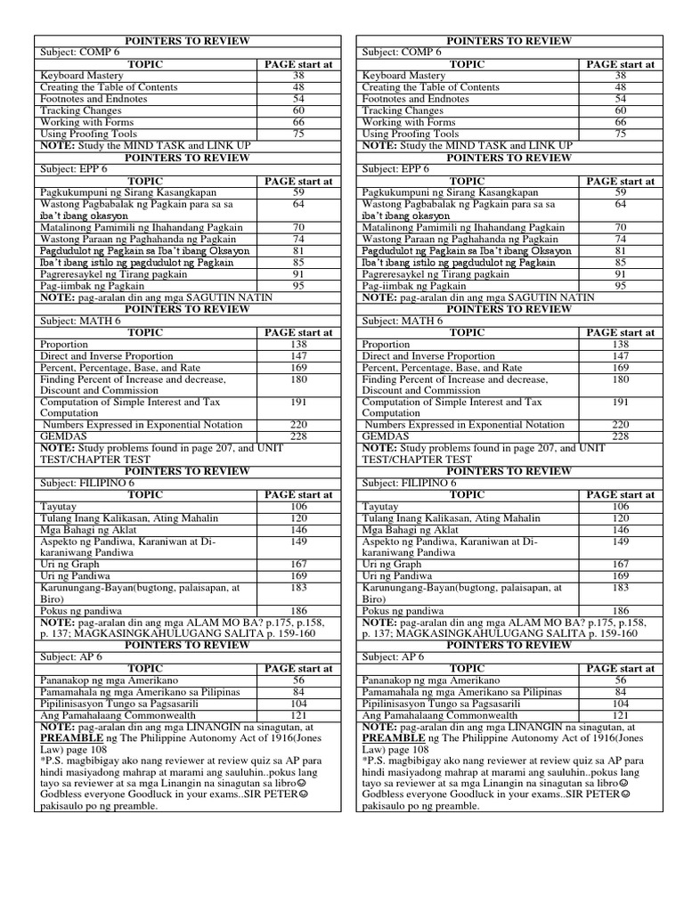 2nd Quarter..Pointers To Review | PDF