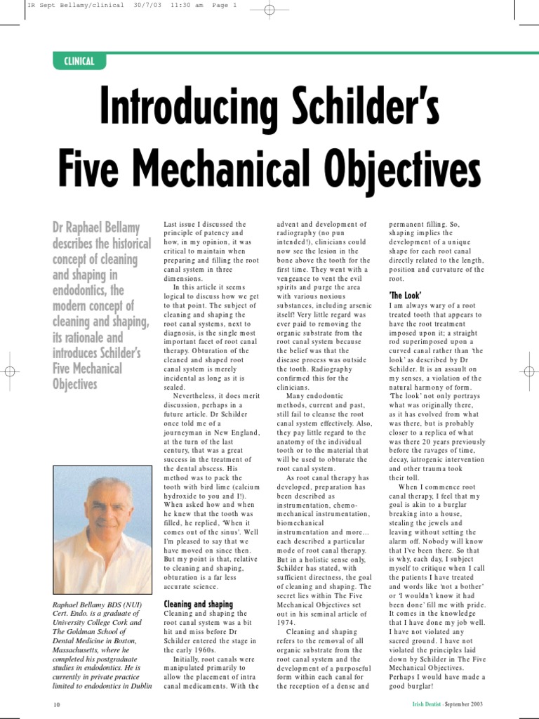 Introducing Schilder's Five Mechanical Objectives: A Historical ...