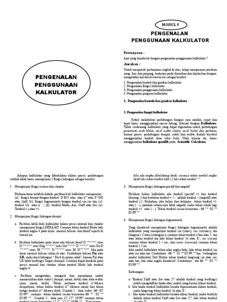 Cara Menggunakan Kalkulator | PDF