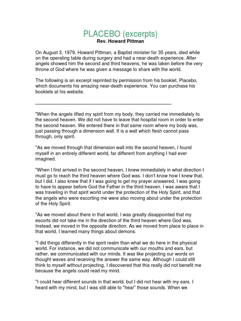 Howard Pittman Placebo | PDF | John The Baptist | Christianity