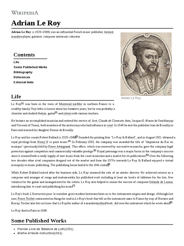 Adrian Le Roy | PDF | Classical Music | Entertainment (General)