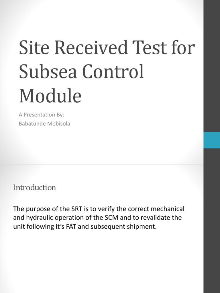 Subsea Control Module Site Testing | PDF | Subsea (Technology) | Valve