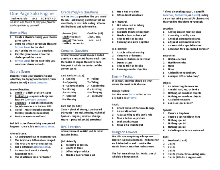 Single Player TTRPG | PDF | Tabletop Role Playing Game | Role Playing Games