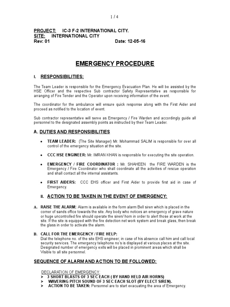 Emergency Evacuation Procedure Rev 02 | PDF | Fire Safety | Emergency