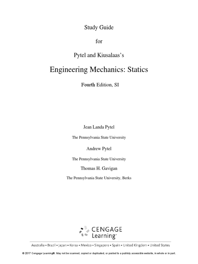 Engineering Mechanics: Statics: Study Guide For Pytel and Kiusalaas's | PDF | Euclidean Vector ...
