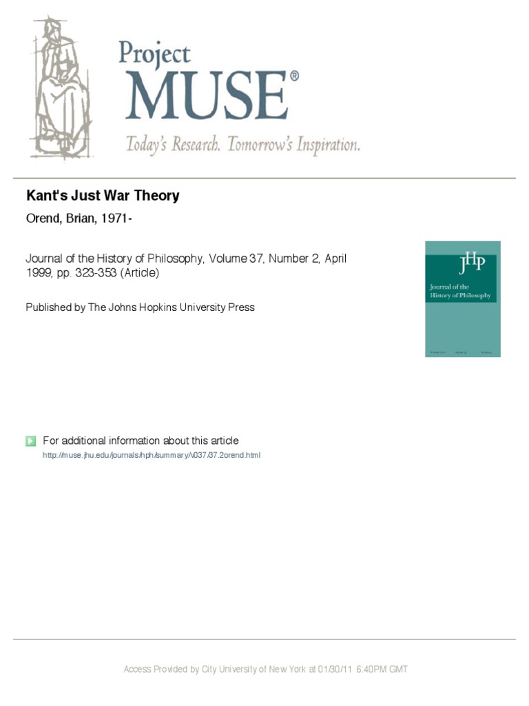Brian Orend Kants Just War Theory | PDF | Immanuel Kant | Reason