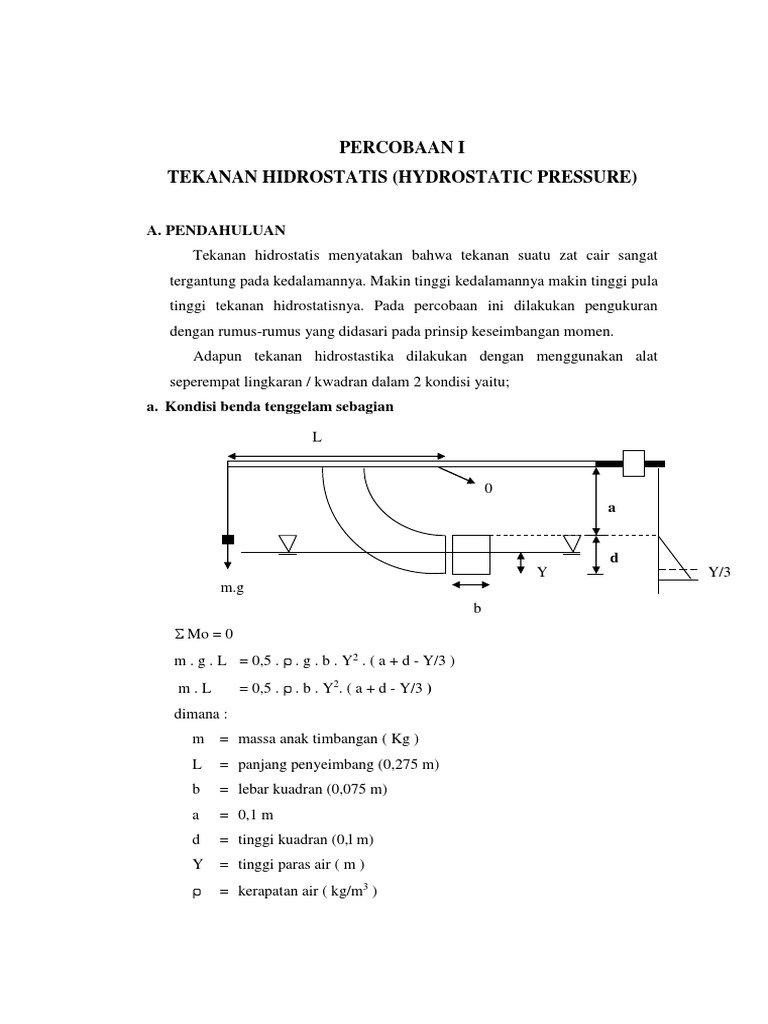 Percobaan 1 Tekanan Hidrostatik 12 | PDF