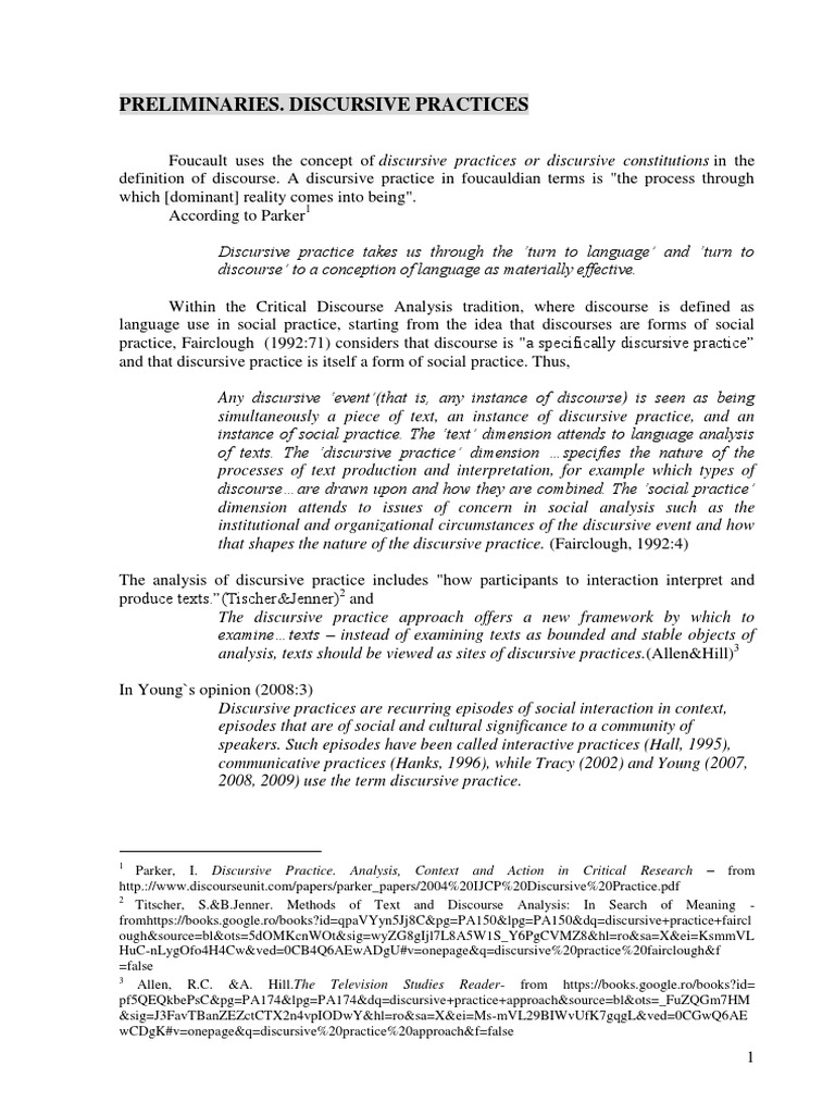 Discursive Practices. Verbal Interactions | Download Free PDF ...