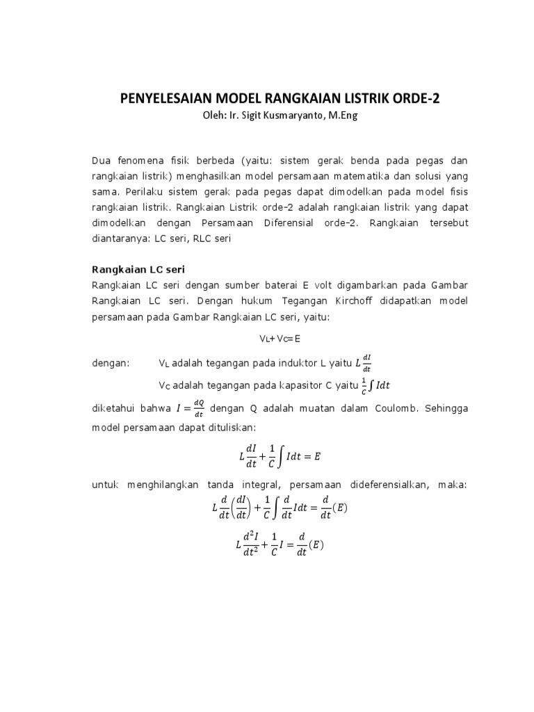 Pemodelan Rangkaian Listrik Orde2 | PDF