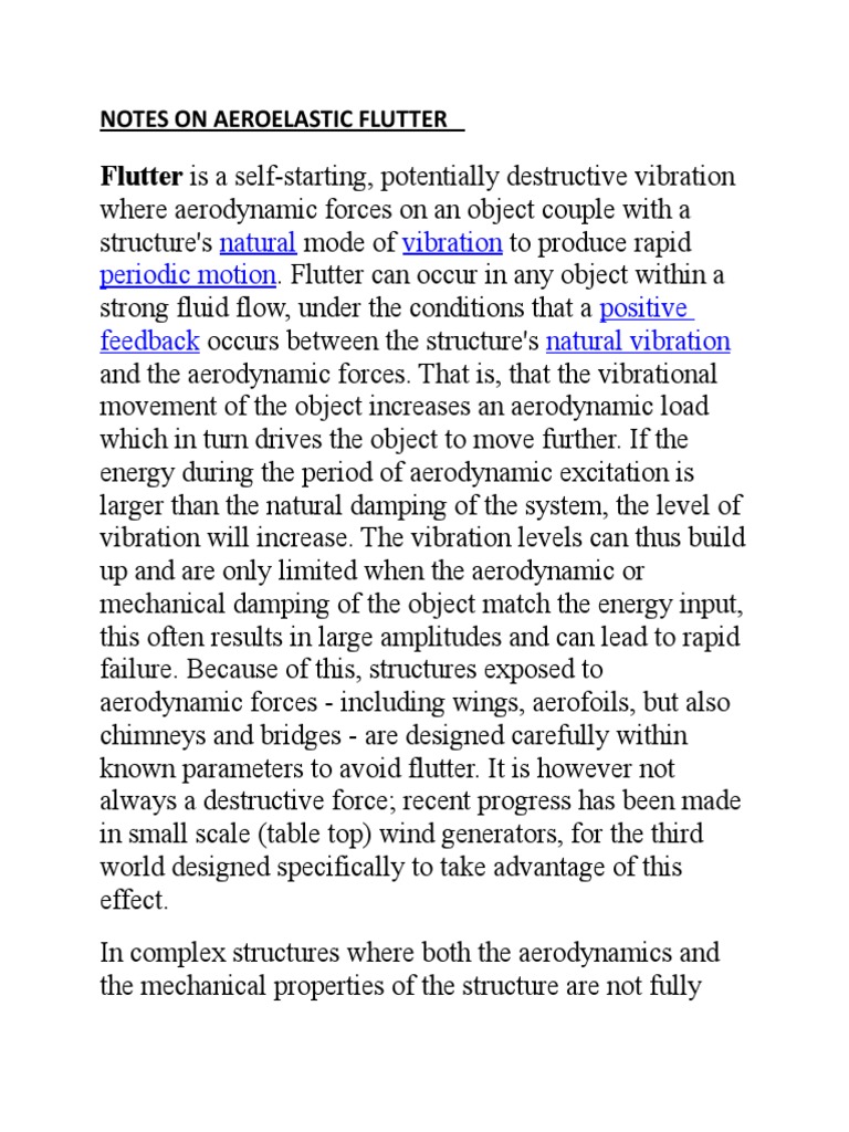 Flutter Is A Self-Starting, Potentially Destructive Vibration | PDF ...